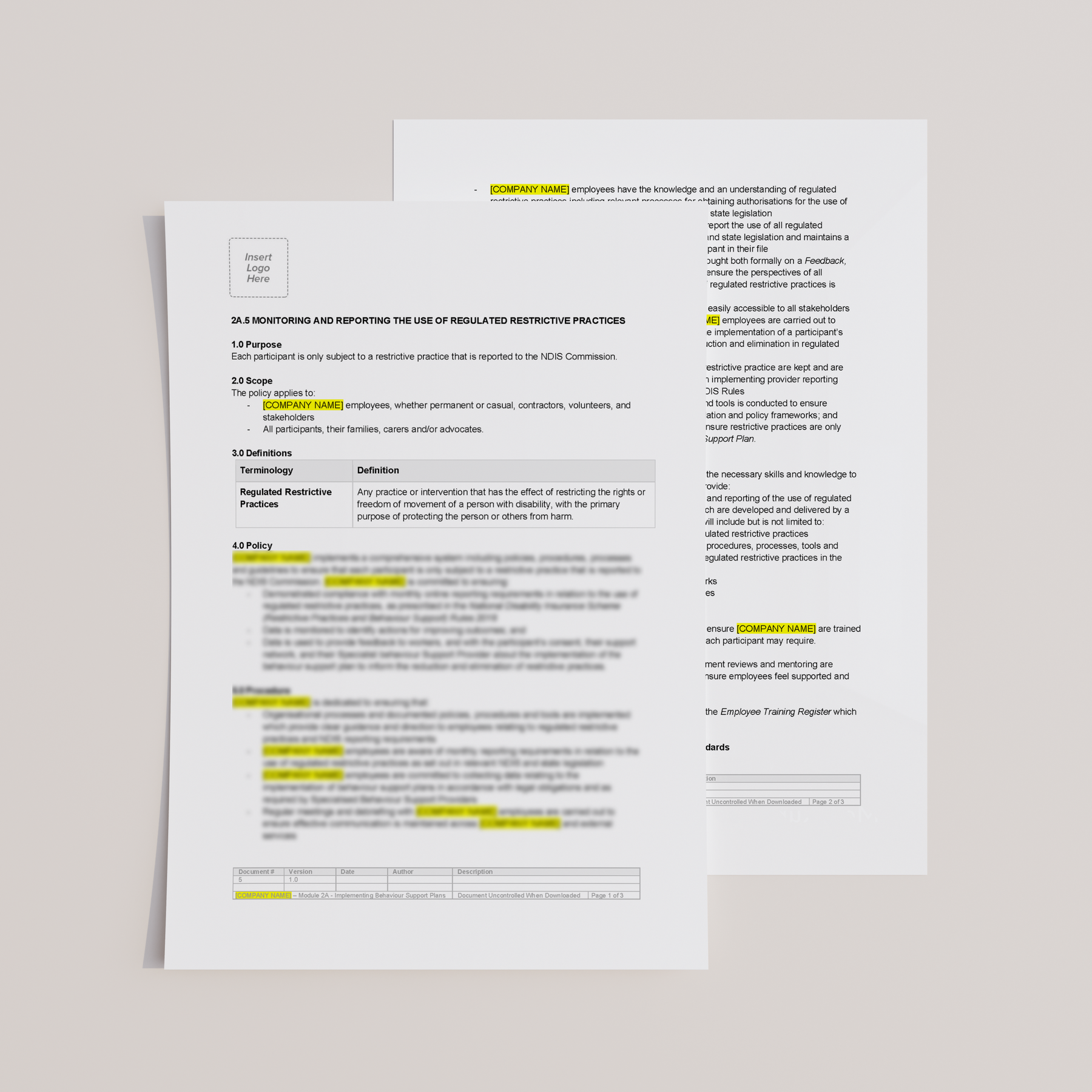 NDIS Module 2A - Implementing Behaviour Support Plans Pack