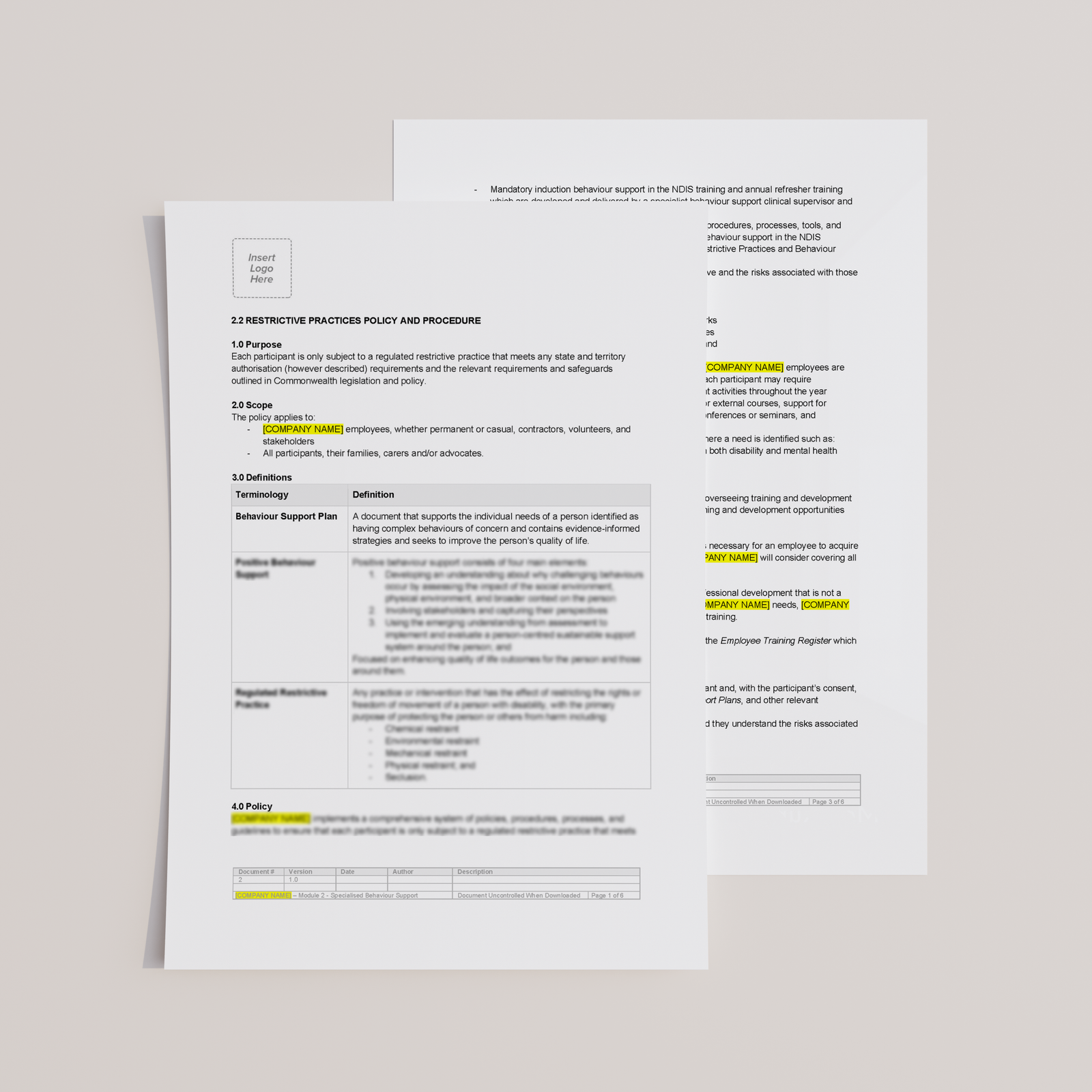 NDIS Module 2 - Specialist Behaviour Support Pack